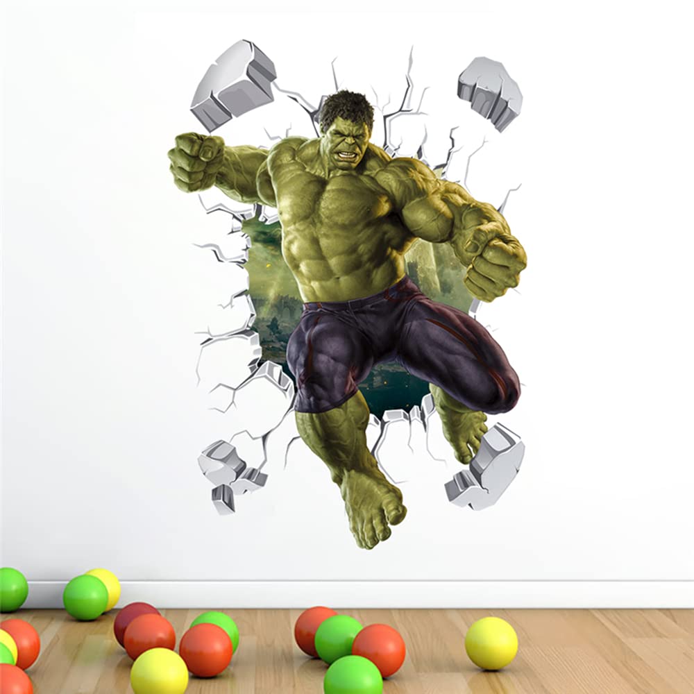 AOLIGL Avengers Hulk Wall Stickers DIY Violent Muscle Monster Hulk Giant Wall Decal Children's Cartoon Bedroom Background Wall Decoration Self-Adhesive Wall Sticker (Size 17.7 * 23.7 inch)