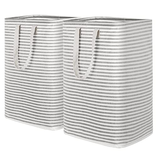 Lifewit 2 Pack Laundry Hamper Large Collapsible Laundry Baskets, Freestanding Waterproof Clothes Hamper with Easy Carry Handles in Laundry Room Bedroom Bathroom College Dorm for Adults, Grey, 2 x 75L