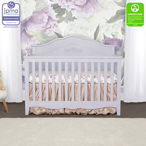 SweetPea Baby Tiana 4-in-1 Convertible Crib in Lavender Ice, Baby Crib with Slats, Greenguard Gold Certified, Easy Assembly, Sustainable New Zealand Pinewood