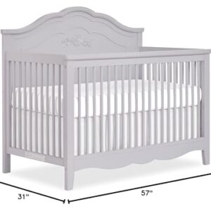 SweetPea Baby Rose 4-in-1 Convertible Crib in Silver Shimmer, Baby Crib with Spindles, Greenguard Gold Certified, Easy Assembly, Sustainable New Zealand Pinewood