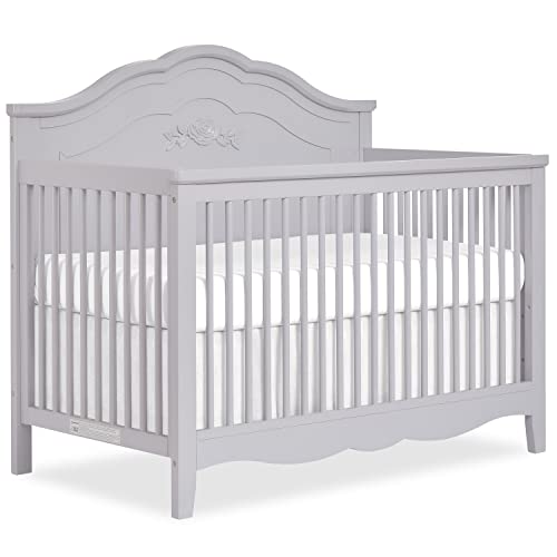 SweetPea Baby Rose 4-in-1 Convertible Crib in Silver Shimmer, Baby Crib with Spindles, Greenguard Gold Certified, Easy Assembly, Sustainable New Zealand Pinewood