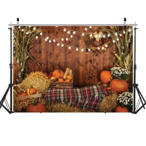 wolada 7x5ft fall backdrops for photography thanksgiving backdrop fall haystack photo backdrop farm harvest backdrop pumpkin barn vintage wooden plank background newborn photo backdrop 12480