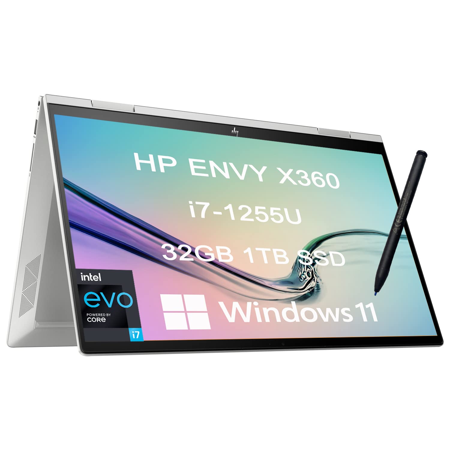 2022 HP Envy X360 15 15.6" FHD 2-in-1 Touchscreen (Intel 10-Core i7-1255U, 32GB RAM, 1TB PCle SSD, Active Stylus), FHD Convertible Laptop, Backlit, 2 x Thunderbolt 4, Webcam, Windows 11 Home