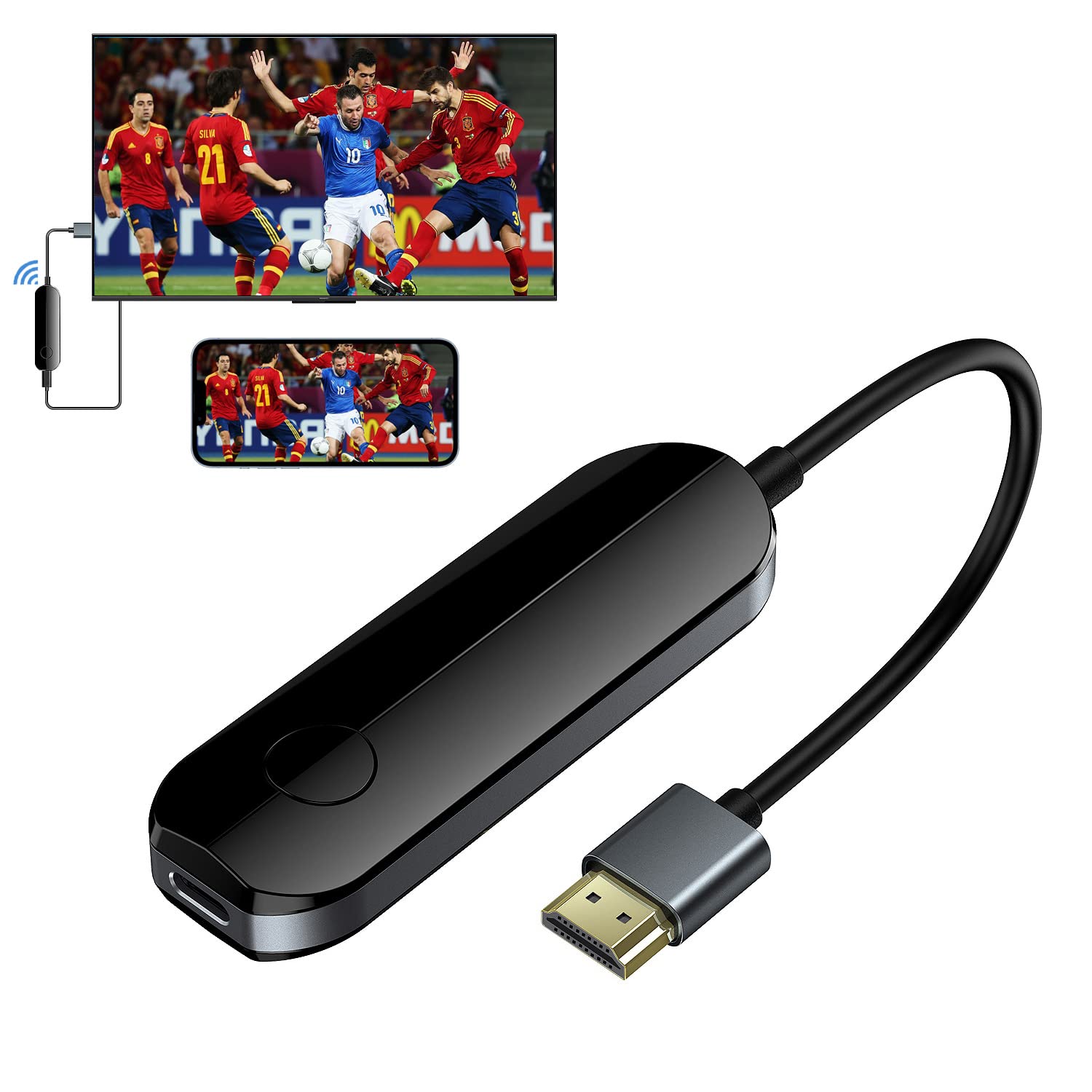 lulaven iShare Wireless HDMI Display Adapter, Streaming Device for iPhone to TV, HD Video and Audio Sync, HDMI Adapter for iPad, Streaming Mirroring YouTube to TV, 33FT Transmission, Black