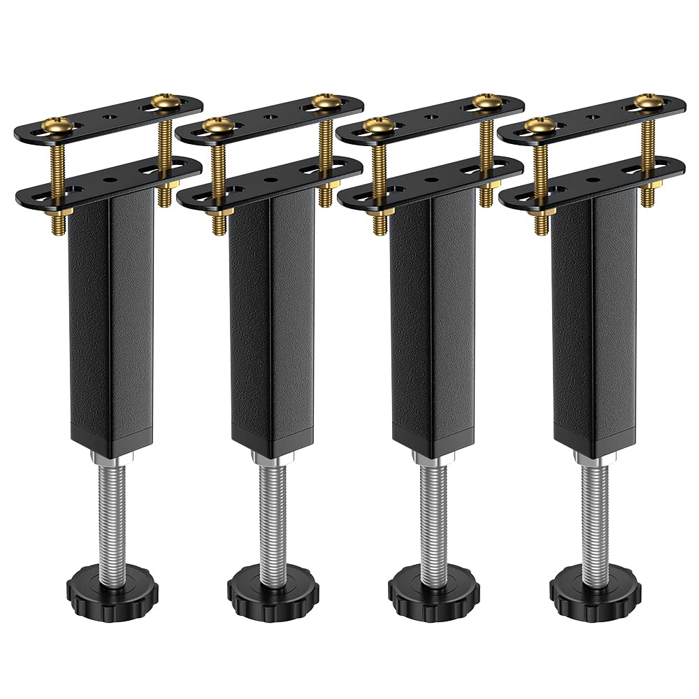 VETIN 4PCS Bed Support Legs, Adjustable Bed Frame Support Legs 5.9-8.6 Inch, Heavy Duty Center Support Legs for Steel Bed Frame or Wooden Bed, Furniture Replacement Leg for Sofa Cabine