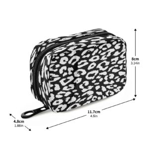 xigua Leopard Black and White Pattern 8 Compartments Travel Pill Organizer Moisture Proof Small Pill Box for Pocket Purse Daily Pill Case Portable Medicine Vitamin