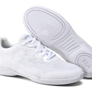 kkdom Adult & Youth White Cheerleading Shoes Lightweight Athletic Dance Training Competition Tennis Sneakers Cheer Shoes White US Size 13.5 M Little Kid