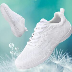 kkdom Adult & Youth White Cheerleading Shoes Lightweight Athletic Dance Training Competition Tennis Sneakers Cheer Shoes White US Size 13.5 M Little Kid