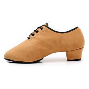 ruybozry women&men's latin dance shoes ballroom oxford dance practice teaching shoes modern dance sneakers,njb3210-suede-3-beige,us8