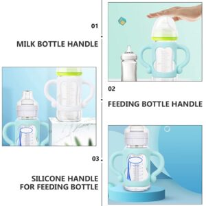 NUOBESTY Glass Water Bottle Sleeve 2Pcs Baby Bottle Handles Silicone Bottle Handles Standard Baby Bottles for Wide- Neck Baby Bottles (Blue) Baby Bottle Holder Grip