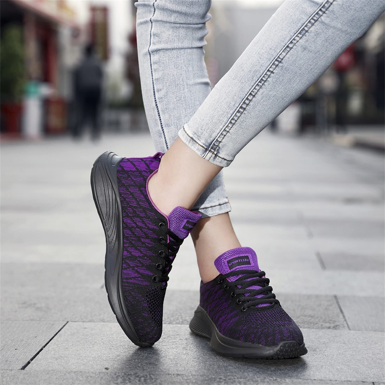 Slip on Sneakers for Women Comfortable Walking Shoes Memory Foam Loafers Waterproof Sneakers Women(0726TA249 Purple,Size 8)