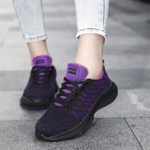 Slip on Sneakers for Women Comfortable Walking Shoes Memory Foam Loafers Waterproof Sneakers Women(0726TA249 Purple,Size 8)