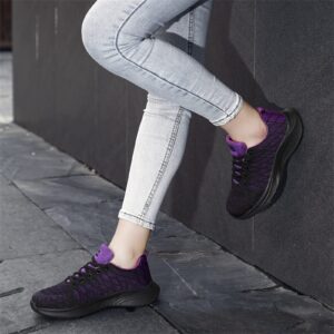 Slip on Sneakers for Women Comfortable Walking Shoes Memory Foam Loafers Waterproof Sneakers Women(0726TA249 Purple,Size 8)