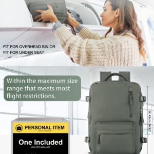 VECAVE Carry On Backpack for Women,Large Travel Backpack Flight Approved,Waterproof 17 Inch Laptop Backpack Business Work Backpacks Men Mochila De Viaje DarkGreen