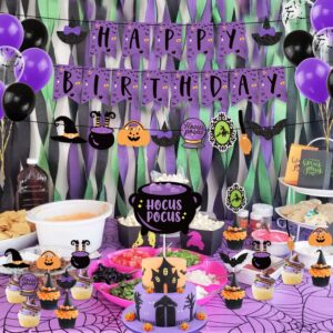 Halloween Birthday Party Decorations, Halloween Witch Party Decorations, Witch Birthday Banner Hocus Pocus Cake Topper Balloons for Halloween Witch Birthday Baby Shower Hocus Pocus Party Supplies