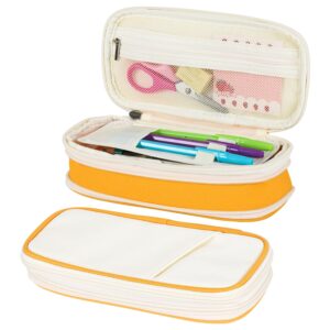 deli foldable pencil pen case big capacity pencil pouch large pencil bag makeup bag for teen boys girls school students, orange