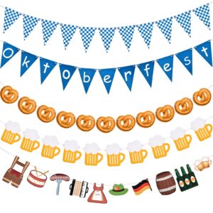 5 pcs oktoberfest flag banner beer oktoberfest decorations oktoberfest garland bavarian flag pennant banner bavarian party supplies oktoberfest sign banner german party bunting for photo booth table