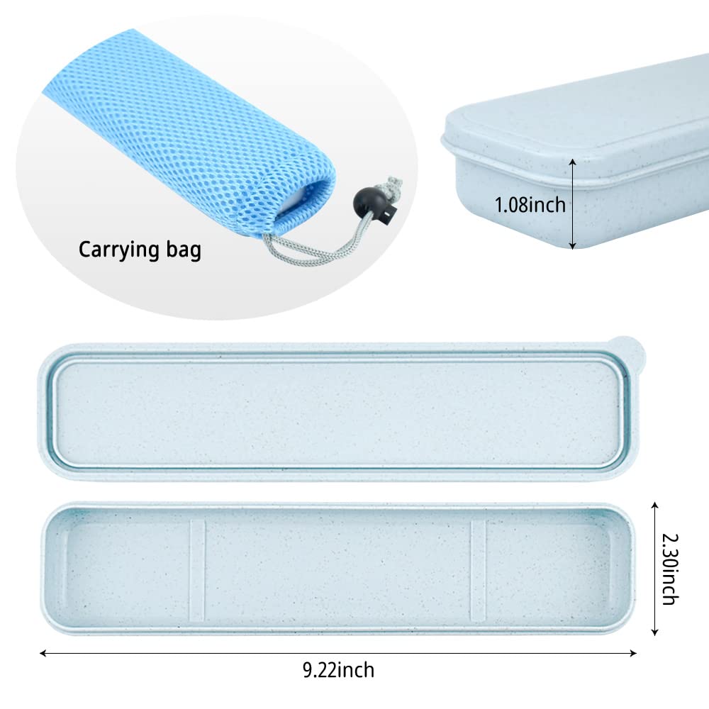 H H&J HUAJIAN Portable Simple Tableware Storage Box and Storage Bag for Knives, Forks, Spoons, Chopsticks, Straws Storage for Travel, Picnic, Camping, Office, School, Bento Box. (blue)