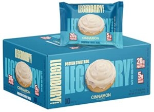 legendary foods high protein snack cinnamon sweet roll | 20 gr pure protein bar alternative | low carb food | low sugar & gluten free keto breakfast snacks | healthy cinnamon rolls (10-pack)