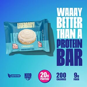 Legendary Foods High Protein Snack Cinnamon Sweet Roll | 20 Gr Pure Protein Bar Alternative | Low Carb Food | Low Sugar & Gluten Free Keto Breakfast Snacks | Healthy Cinnamon Rolls (10-pack)