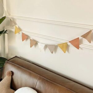 3.93 Feet Triangle Flag Banner Bunting Pennant for Kids Teepee Tent,Party and Room Decoration,10 Pcs Single Sided Cotton Fabric Flag，Children's Room Decoration of Baby's Room