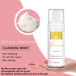 100ml Eyelash Extension Cleanser Lash Mousse Unsent Lash Shampoo for Extensions, Natural Lashes Makeup & Mascara Remover Professional & Self Use with Cotton Puff Lash Cleanser 3.38Oz