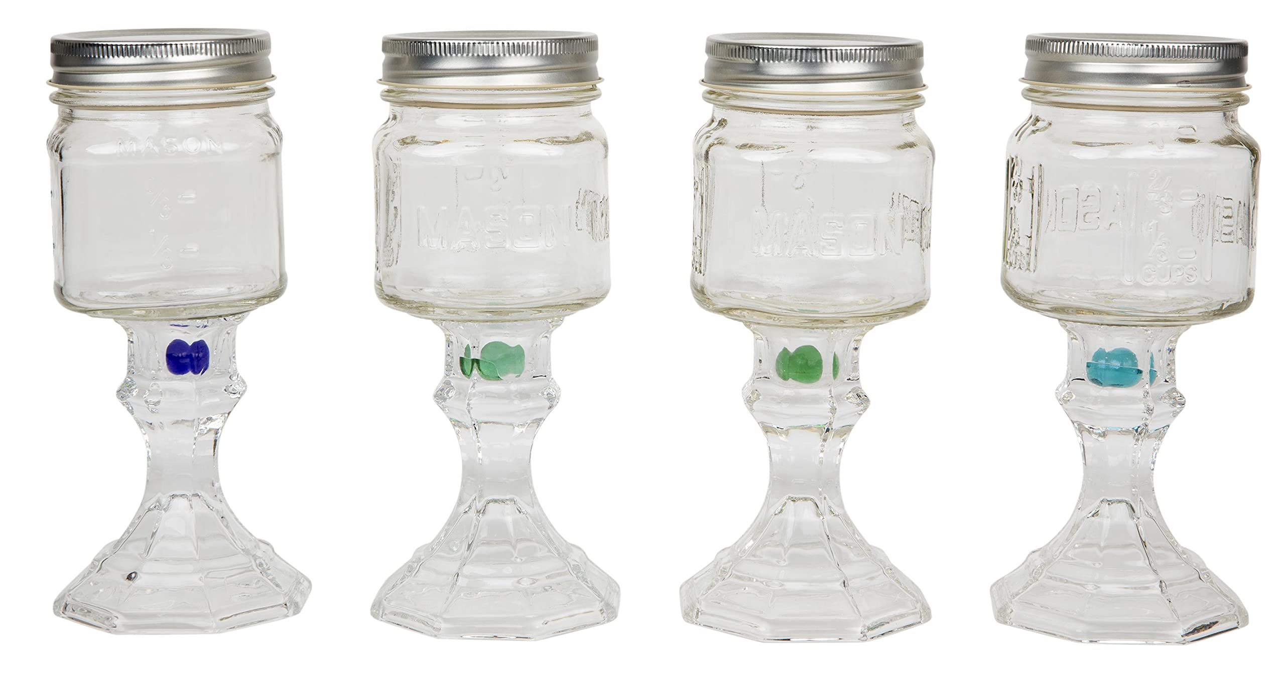 Redneck Wine Glass One of the Only Wine Galsses With a Lid. Set of 4 Square