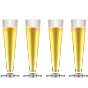 topzea 4 pack tall beer glass, 13.5oz bar cocktail glasses old fashioned pilsner craft beer mug, footed sundae cup beverage glasses for tropical drinks, parfait, milkshake, juice, soda