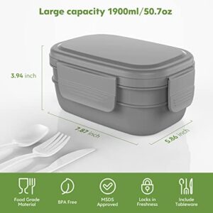 3 Stackable Lunch Containers for Adults/Kids, Modern Minimalist Design Bento Box with Utensil Set, Leak-Proof Lunchbox Bento Box for Dining Out, Work, Picnic, School