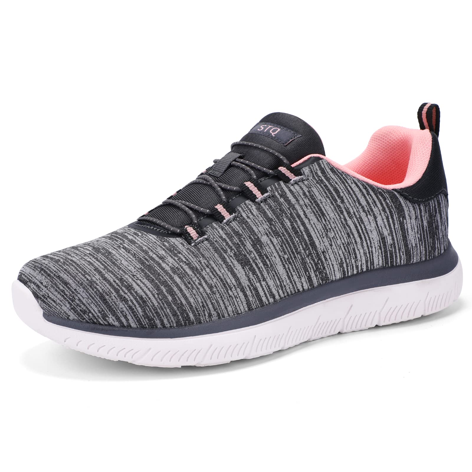 STQ Slip On Fashion Sneakers for Women Lightweight Walking Breathable Non Slip for Gym Workout Comfortable Grey Aque 7.5