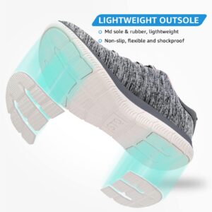 STQ Slip On Fashion Sneakers for Women Lightweight Walking Breathable Non Slip for Gym Workout Comfortable Grey Aque 7.5