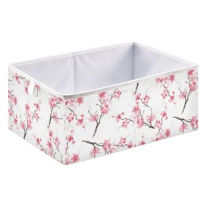 cherry blossom flower cube storage bin collapsible storage bins waterproof toy basket for cube organizer bins for kids girls boys toys book office home shelf closet - 11.02x11.02x11.02 in