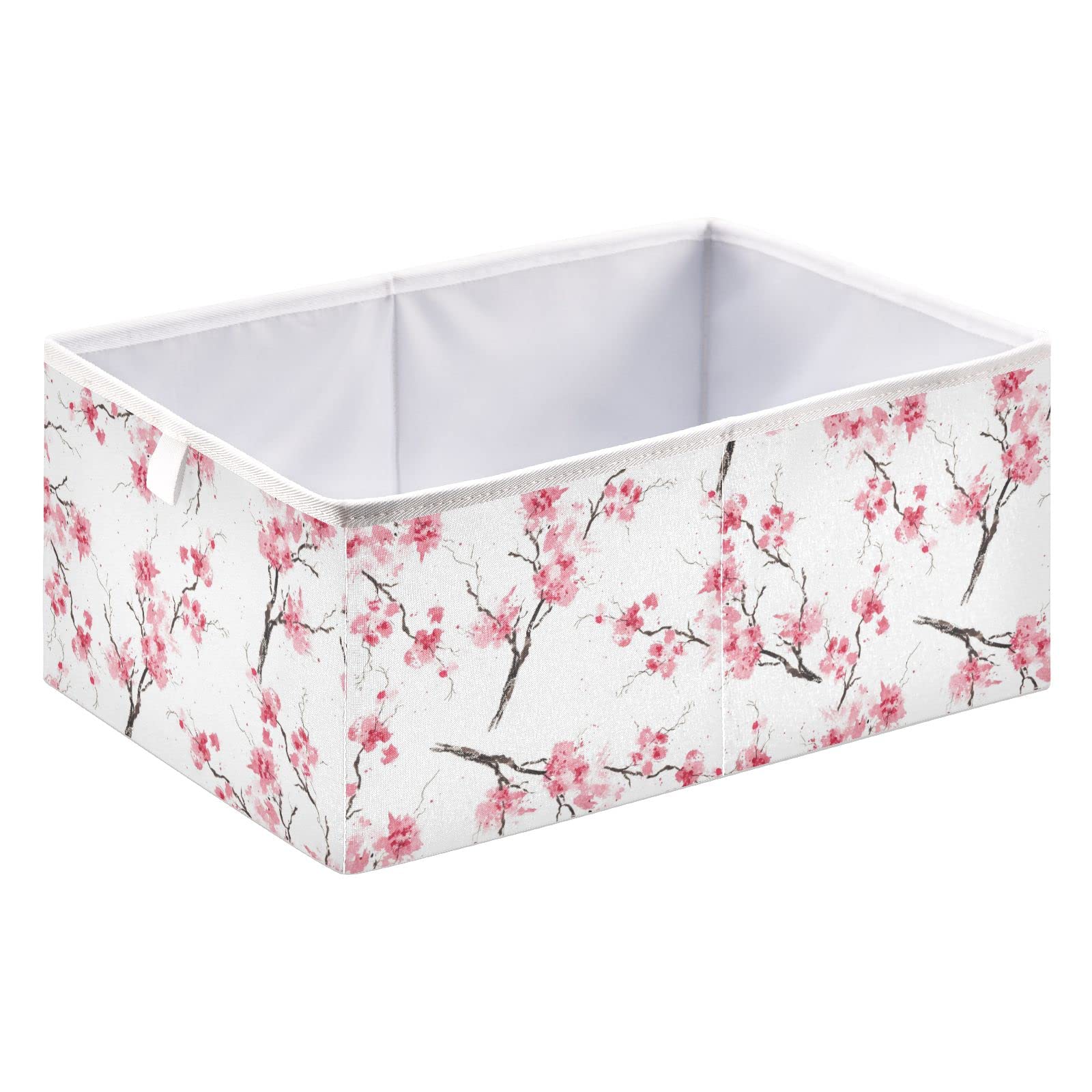 Cherry Blossom Flower Cube Storage Bin Collapsible Storage Bins Waterproof Toy Basket for Cube Organizer Bins for Kids Girls Boys Toys Book Office Home Shelf Closet - 11.02x11.02x11.02 in