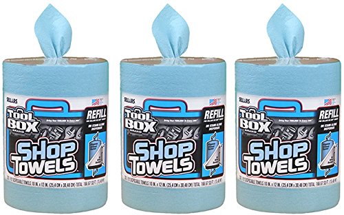 3 Set - Blue Shop Towel Refill For Big Grip Dispenser Bucket, (200-Ct.)