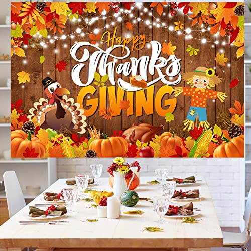 Happy Thanksgiving Background - Thanksgiving Banner Decoration Fall Pumpkin Turkey Maple Leaf Fall Party Decorations Thanksgiving Photography Background