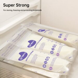 TSRETE Breastmilk Storage Bags Temperature Sensing Discoloration - 120 Count Leak Proof Double Zipper Seal Self Standing Breastmilk Bags for Breastfeeding, Space Saving for Refrigeration - 6 OZ/180ml