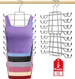 2pcs tank top hangers space saving hanger organizer bra hangers for closet organizer 360° rotating metal closet organizers and storage lingerie hangers for cami bras belts swimsuits lingeries silver