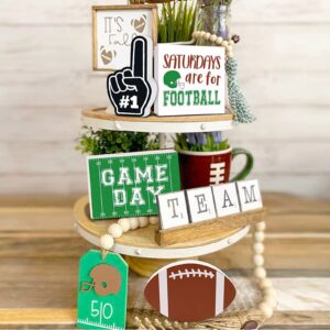 Fall Farmhouses Rustic Football Tiered Tray Decorations Table Decorations for Autumn Thanksgiving Harvest (AS Shown)