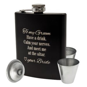 Groom Gifts from Bride on Wedding Day, Gifts for Groom to be, Fiance Gifts for Him, Bride and Groom Flask, Groom Gift, Groom Engagement, Wedding Gift for Husband, Future Husband Gifts, Hip Flask (GB)