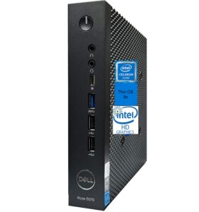 dell wyse 5070 thin client, intel celeron j4105 4-core, 4gb ram, 16gb flash emmc, usb c, displayport 4k uhd 2-monitor support, thin os (renewed)