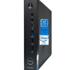 Dell Wyse 5070 Thin Client, Intel Celeron J4105 4-Core, 4GB RAM, 16GB Flash EMMC, USB C, DisplayPort 4K UHD 2-Monitor Support, Thin OS (Renewed)