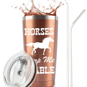 JENVIO Horse Gifts For Women | Horses Keep Me Stable | 20 oz Stainless Steel Wine/Coffee Tumbler w Lid Straws and Gift Box | Unique Mug For Girls, Mom, Birthday, Lovers, Valentine's Day Gift