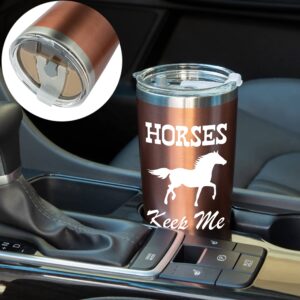 JENVIO Horse Gifts For Women | Horses Keep Me Stable | 20 oz Stainless Steel Wine/Coffee Tumbler w Lid Straws and Gift Box | Unique Mug For Girls, Mom, Birthday, Lovers, Valentine's Day Gift