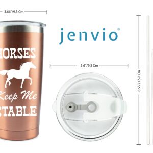 JENVIO Horse Gifts For Women | Horses Keep Me Stable | 20 oz Stainless Steel Wine/Coffee Tumbler w Lid Straws and Gift Box | Unique Mug For Girls, Mom, Birthday, Lovers, Valentine's Day Gift