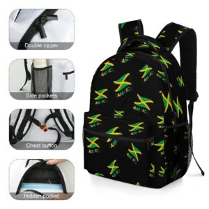 Jamaican Flag Funny Backpack Shoulders Bookbag Travel Laptop Daypack