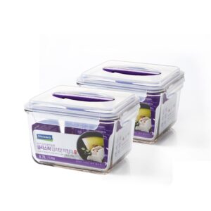 glasslock 125 oz glass food storage set of 2 – large capacity, airtight & leak-proof, bpa free lid with carry handle, microwave, dishwasher, fridge & freezer safe, marinating, sauce, fruit storage