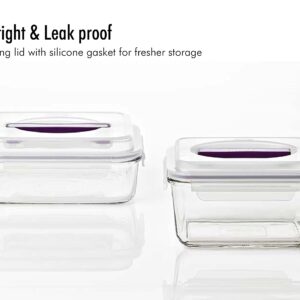 GLASSLOCK 125 Oz Glass Food Storage set of 2 – Large Capacity, Airtight & Leak-Proof, BPA Free Lid with Carry Handle, Microwave, Dishwasher, Fridge & Freezer Safe, Marinating, Sauce, Fruit Storage