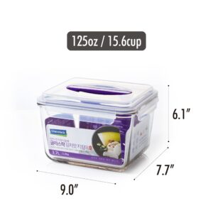 GLASSLOCK 125 Oz Glass Food Storage set of 2 – Large Capacity, Airtight & Leak-Proof, BPA Free Lid with Carry Handle, Microwave, Dishwasher, Fridge & Freezer Safe, Marinating, Sauce, Fruit Storage