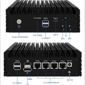 MOGINSOK 2.5GbE Linux Firewall Micro Appliance Celeron N5105 4xIntel I226 Nic Firewall Router PC Barebone No Ram No SSD AES-NI