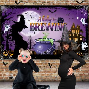 Halloween Baby Shower Backdrop with Magic Theme, A Baby is Brewing Halloween Baby Shower Party Decorations Supplies, Party Favors for Baby Boy Girl, Photobooth Props Background Banner, 72.8 x 43.3Inch